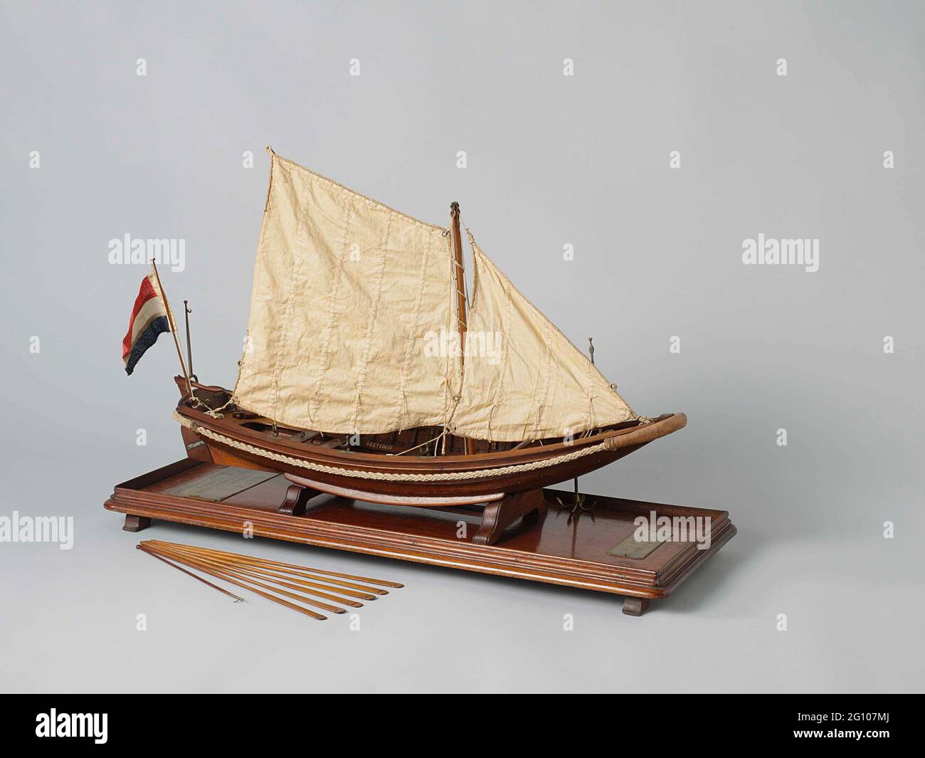 Model of a Vlet. Witted model of a djatihout vlet, with six belts, a ...