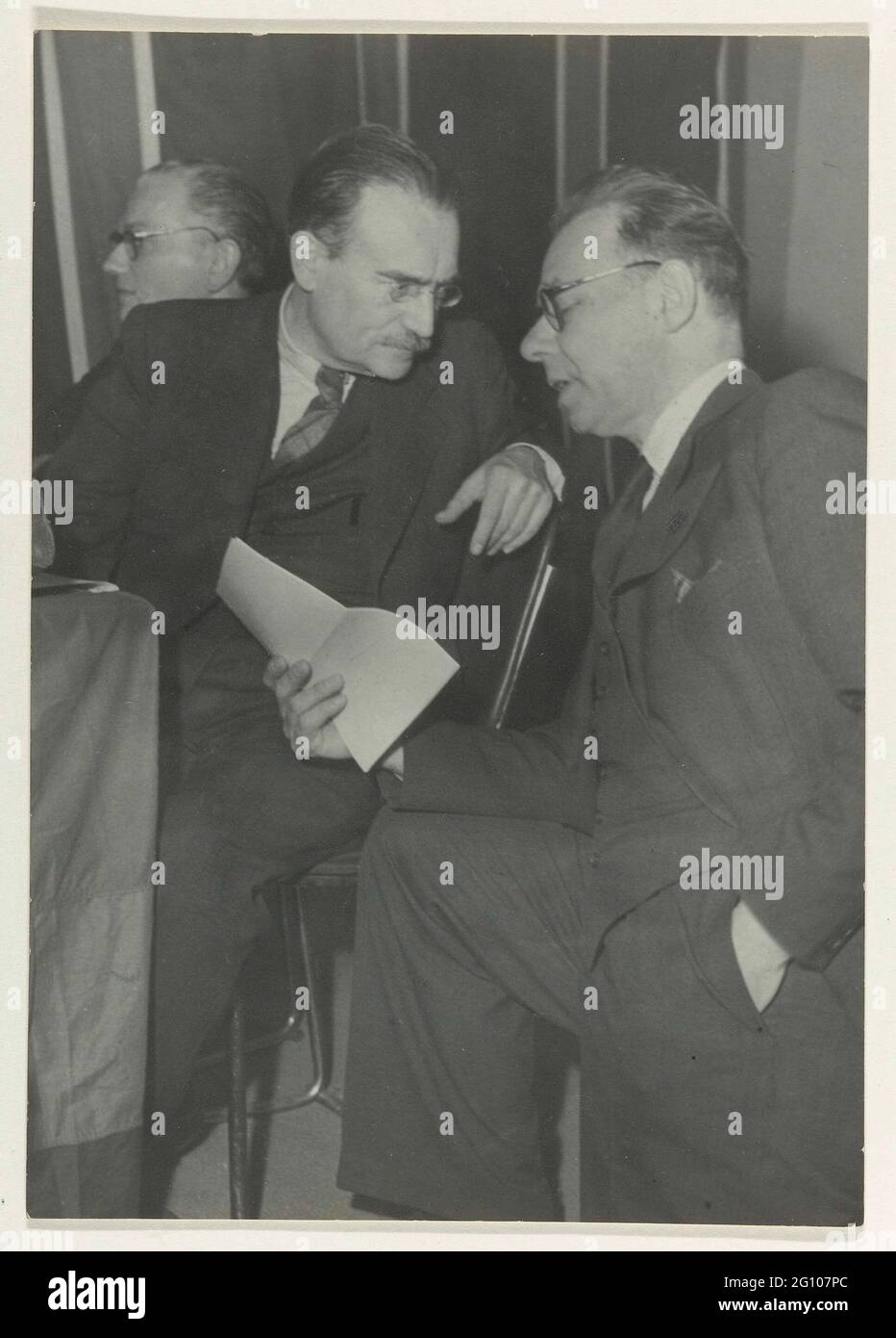 Willem Drees and Koos Vorrink. Left sitting W. Drees and on the right ...