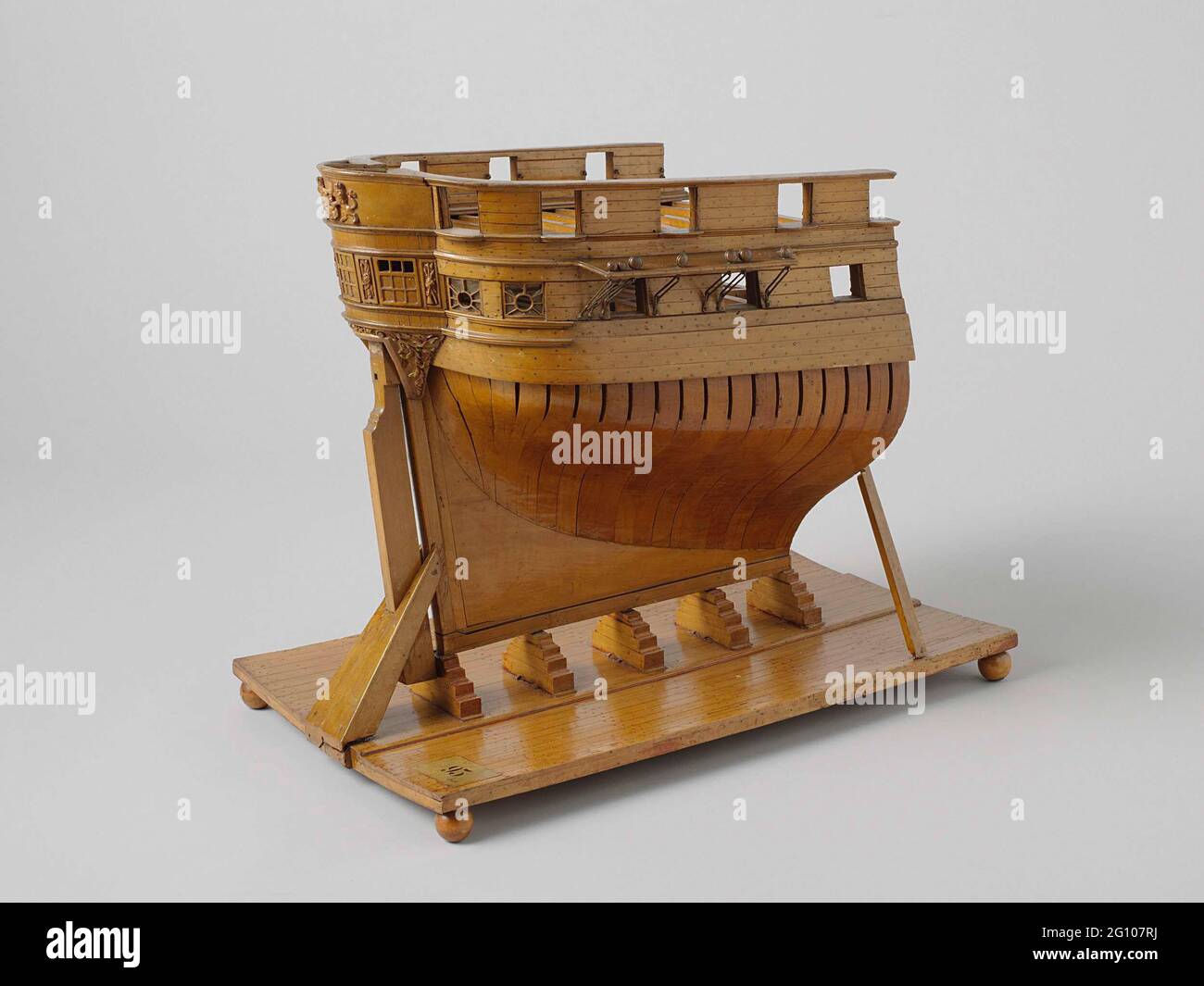 Model of the stern of a 44-gun frigate. This model shows the stern of a ...
