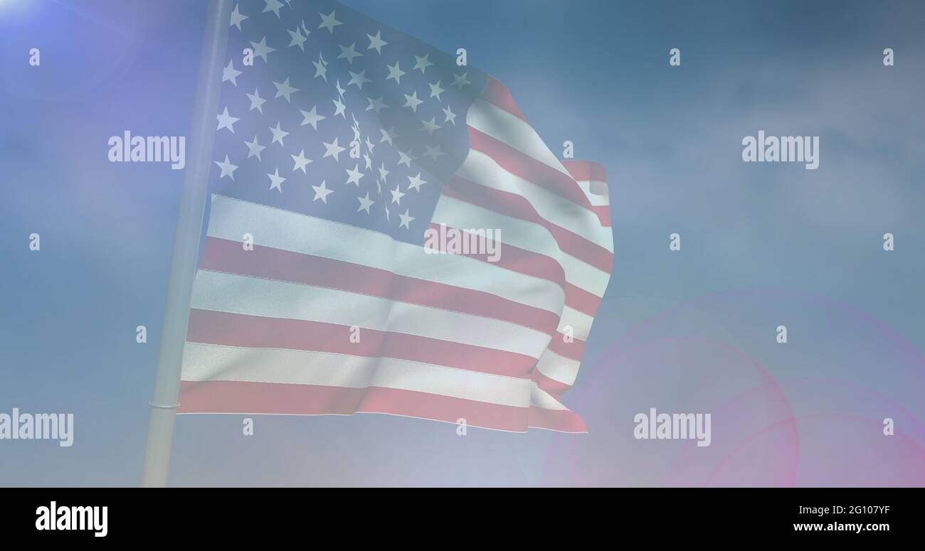 American flag blue sky background hi-res stock photography and images ...
