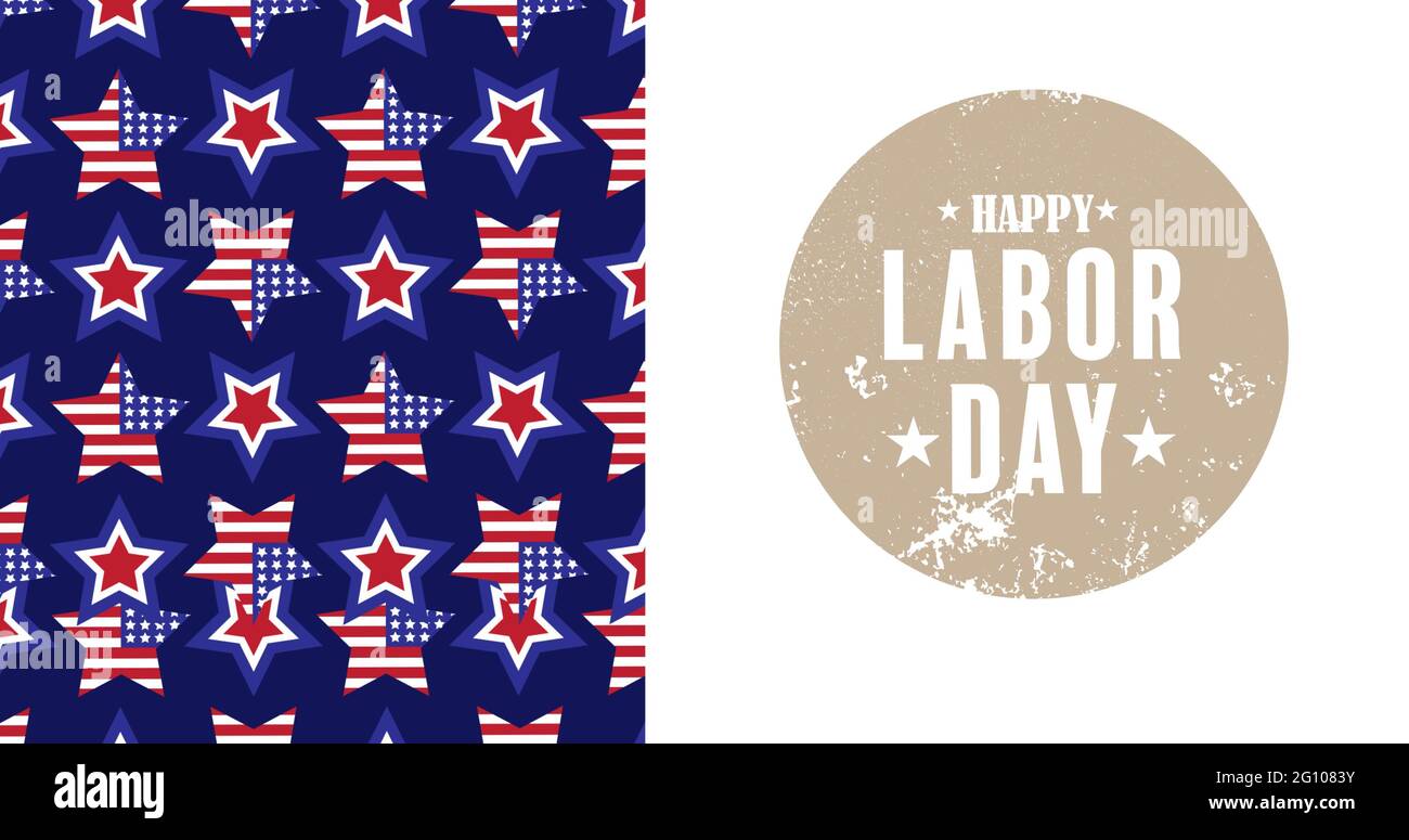 Composition of labor day text with american flag decorated stars Stock ...