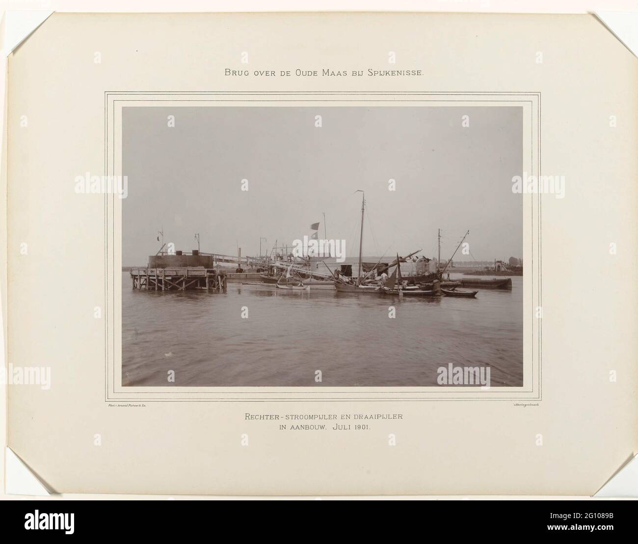 Construction of the right stream pier and turning grade for the bridge ...