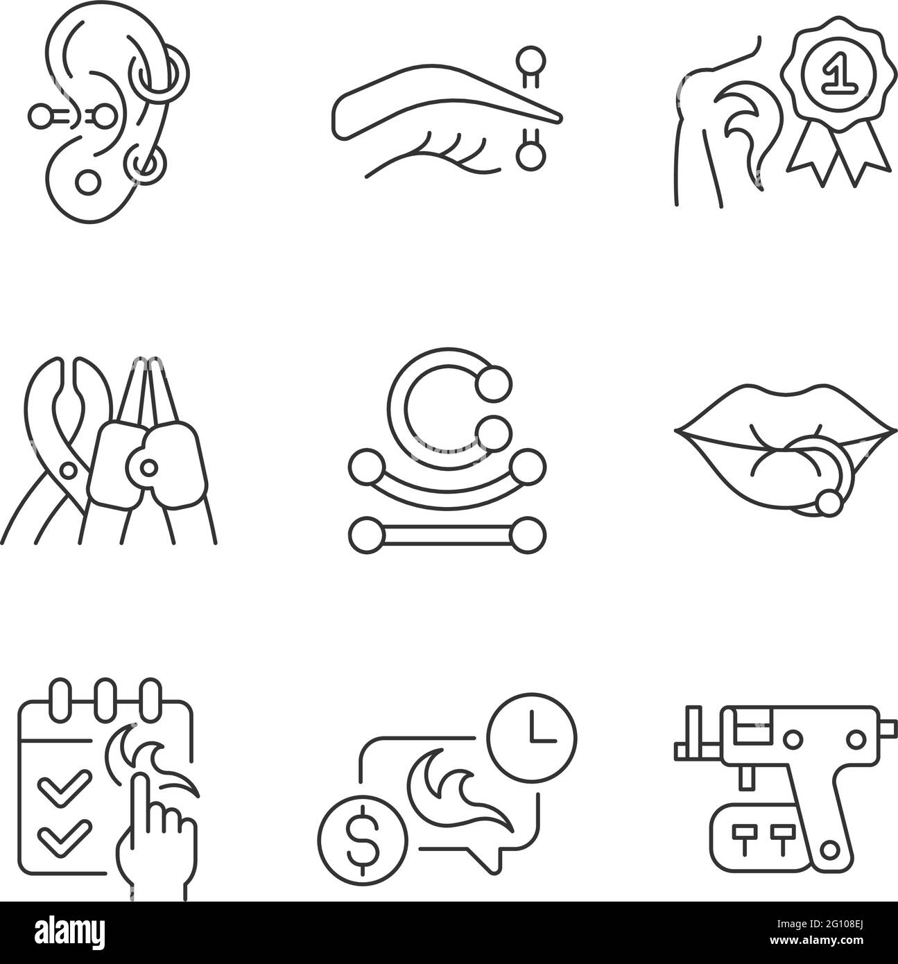Tattoo and piercing creation linear icons set Stock Vector Image & Art ... Tattoo and piercing creation linear icons set Stock Vector Image & Art ...