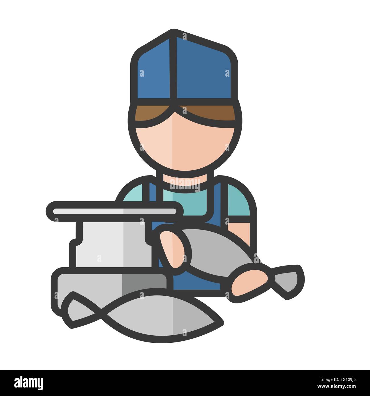 Male fish seller avatar. Man worker. Profile user, person. People icon ...