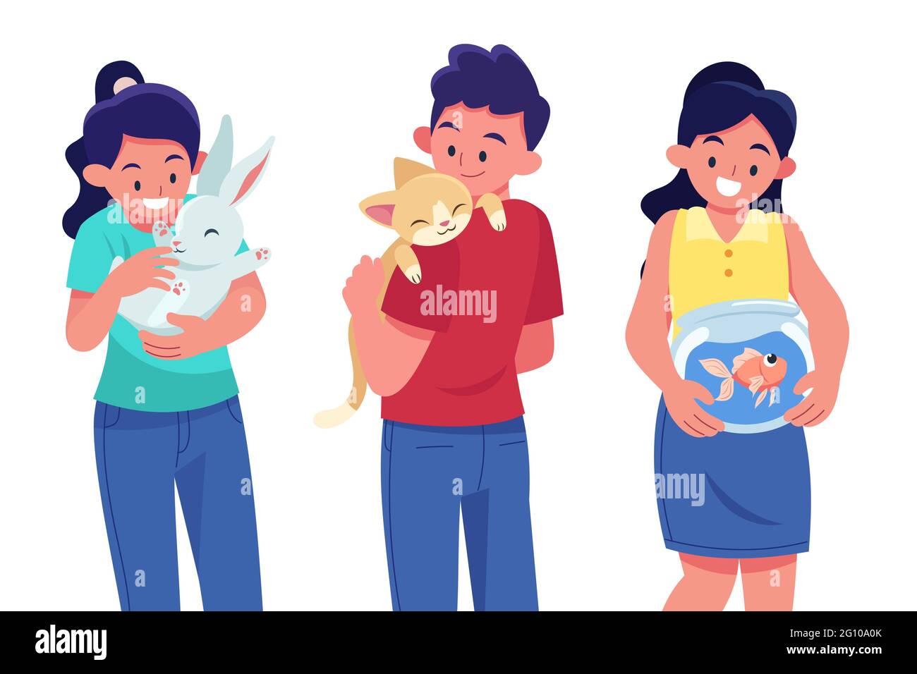 Flat different people with pets Vector illustration Stock Vector Image ...