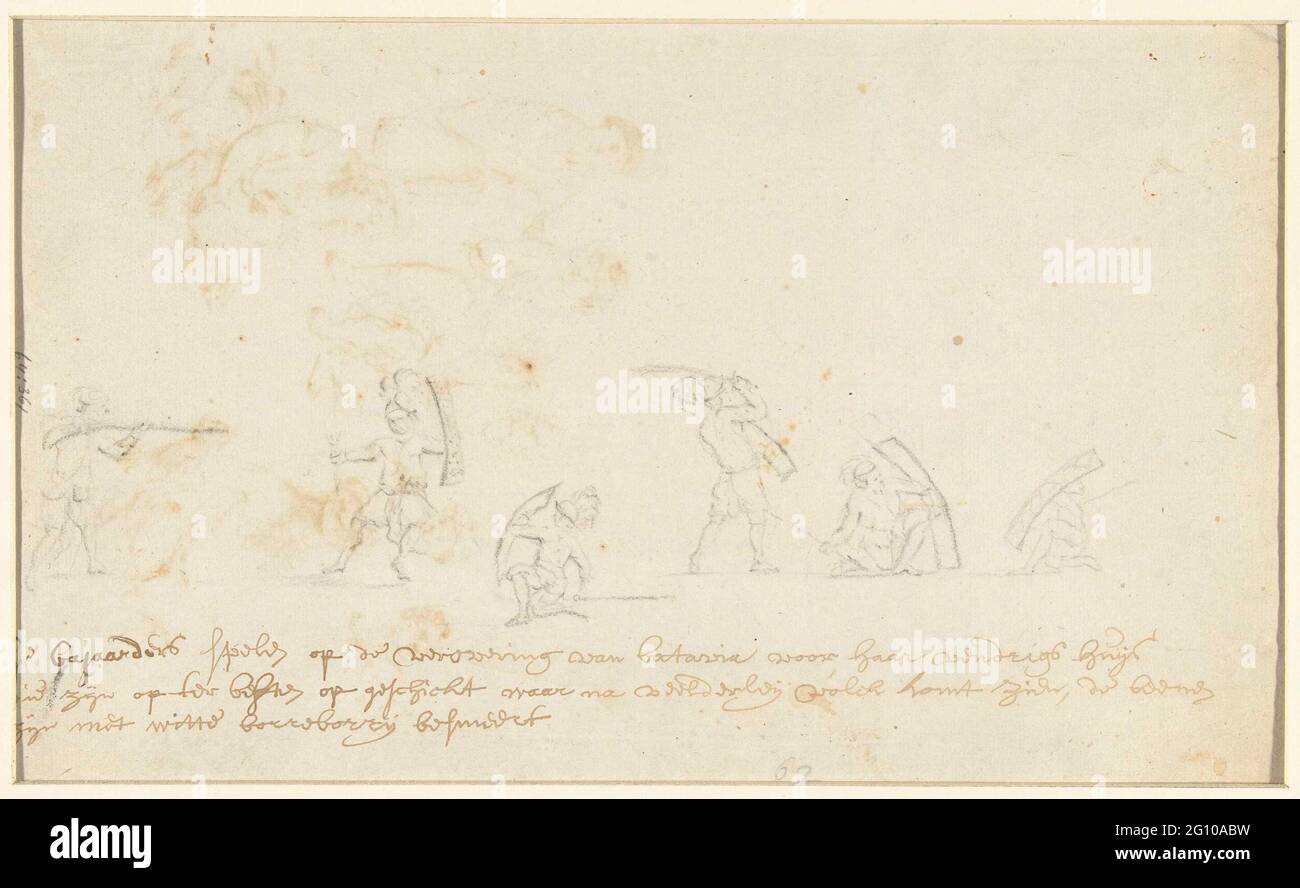 Warriors and a man with a musket; Travel sketches made in India ...