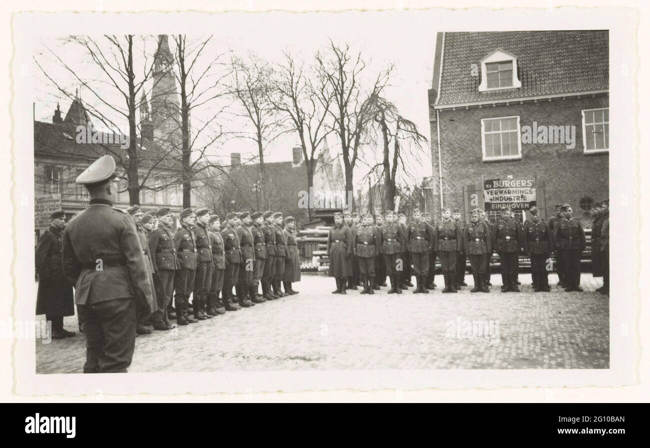 Wehrmacht soldiers on apple. A company German soldiers stands on apple ...