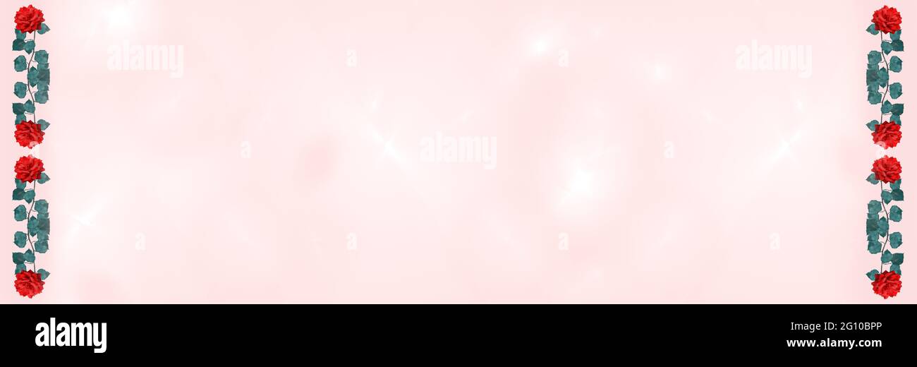 Widescreen background with fractal overlay and rose flower border Stock ...