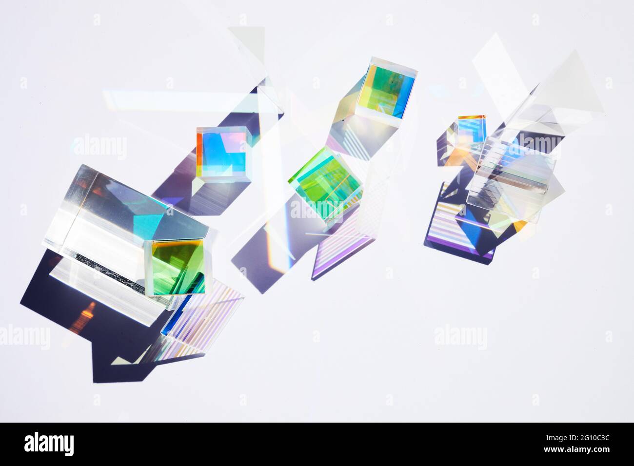 Abstract Background With Glass Geometric Figures Prisms With Light Diffraction Of Spectrum