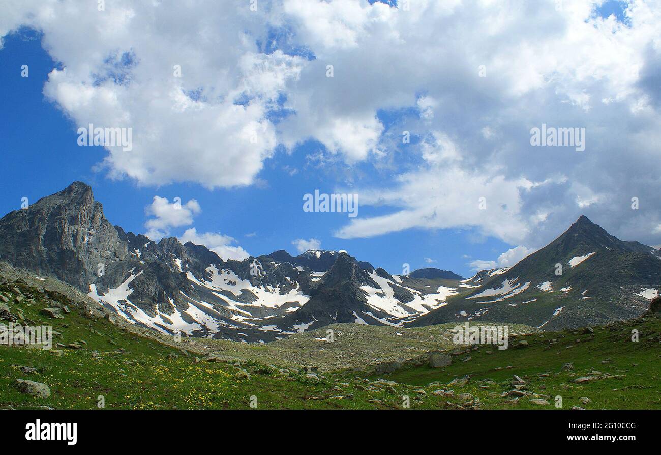 Spectacular view of mountains standing side by side Stock Photo - Alamy