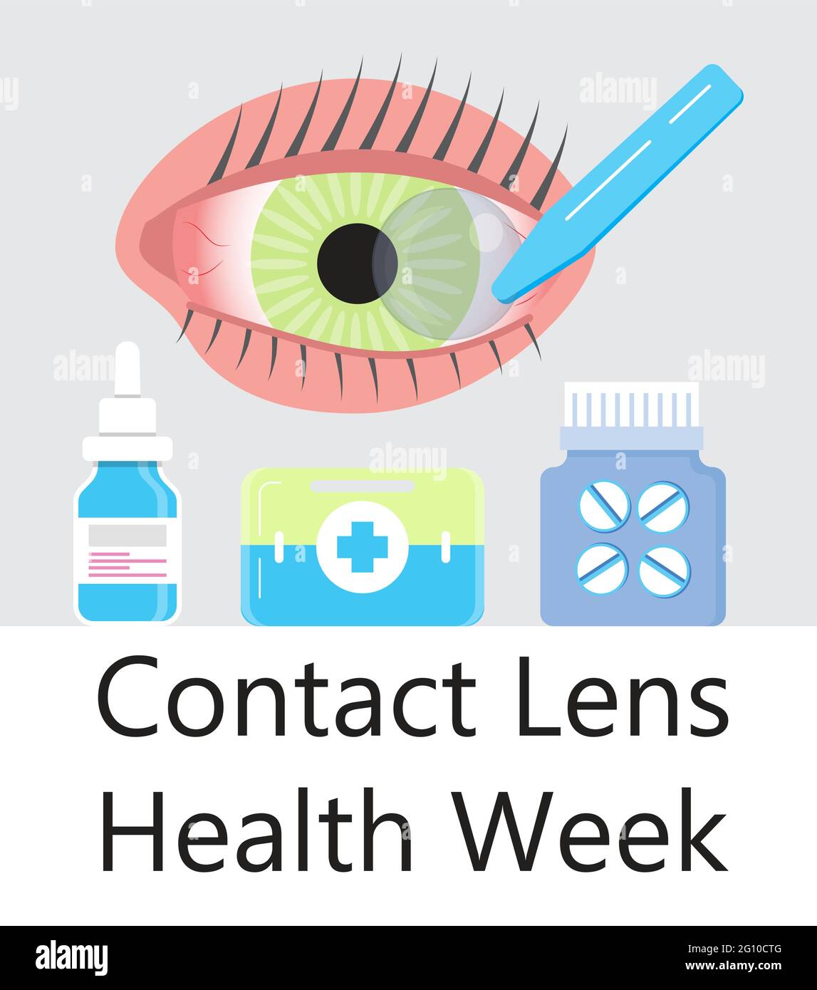 Contact lens health week in August. Glaucoma treatment illustratation ...
