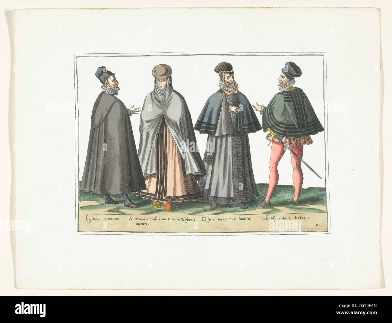 Three men and a woman dressed according to foreign fashion, approx ...