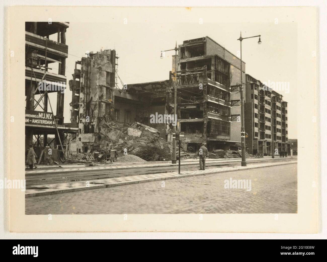 Bombed street in Rotterdam. Rotterdam a few months after the bombing ...