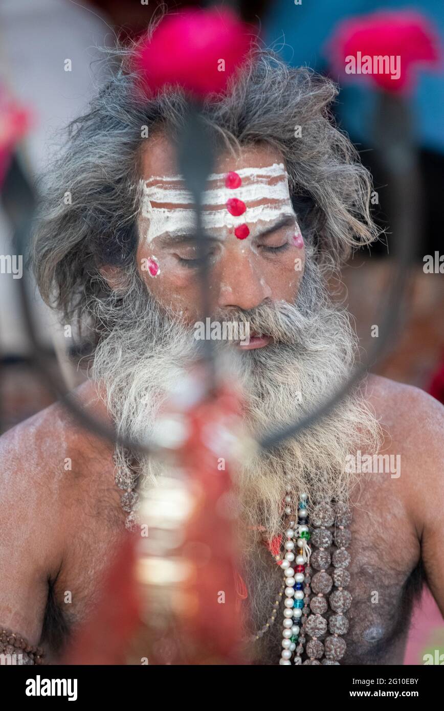 Haridwar, Uttarakhand, India April 12, 2021. Indian Saints in their ...