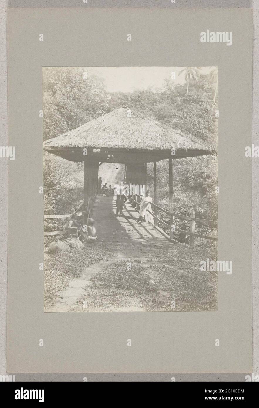 Bridge with wicker roof on sumatra; 10A Sumatra bridge. Bridge with ...