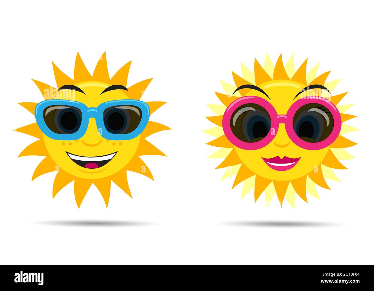 sun boy and girl in sunglasses illustration Stock Vector Image & Art ...