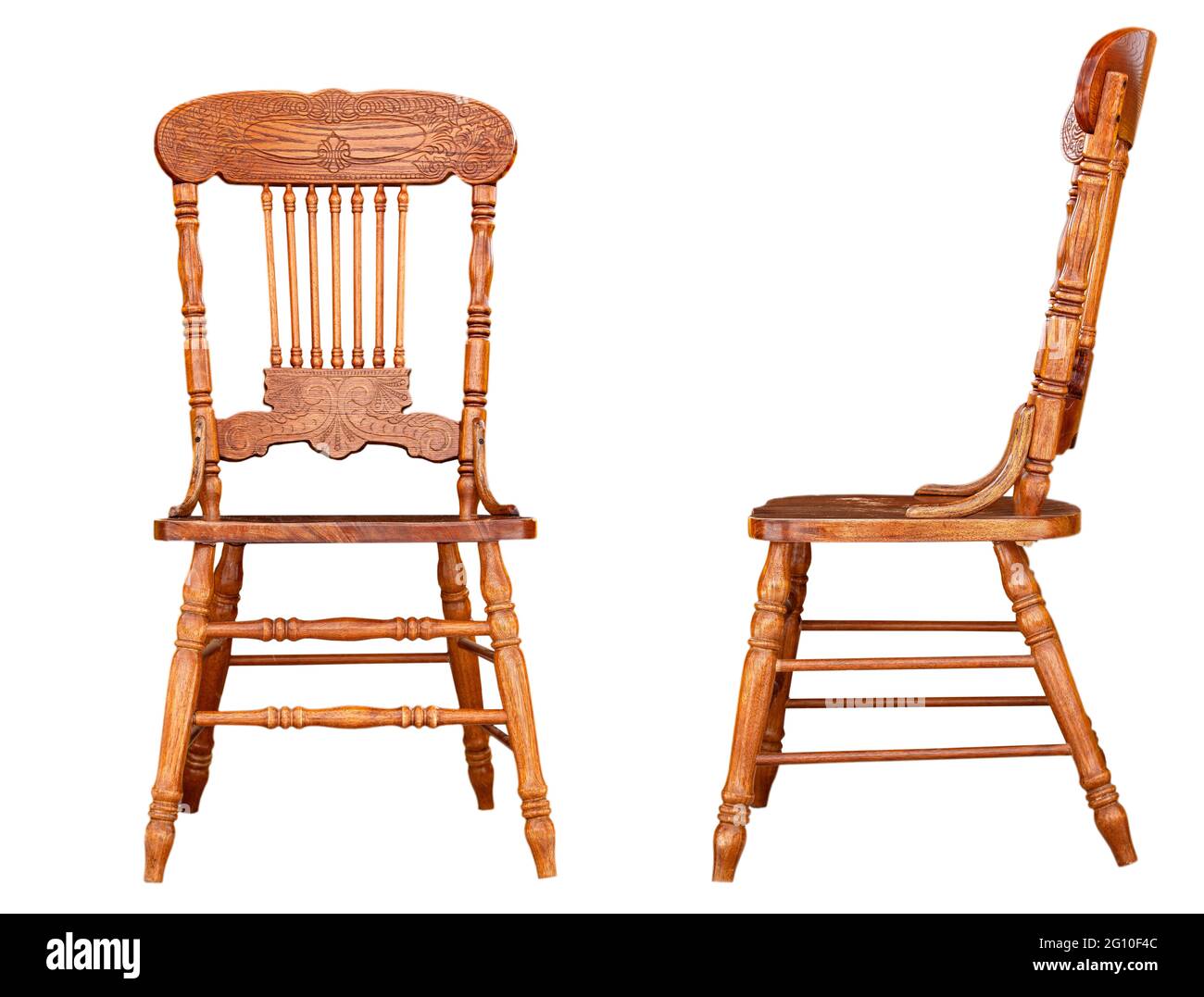 The antique wooden chair view isolated on white background Stock Photo ...