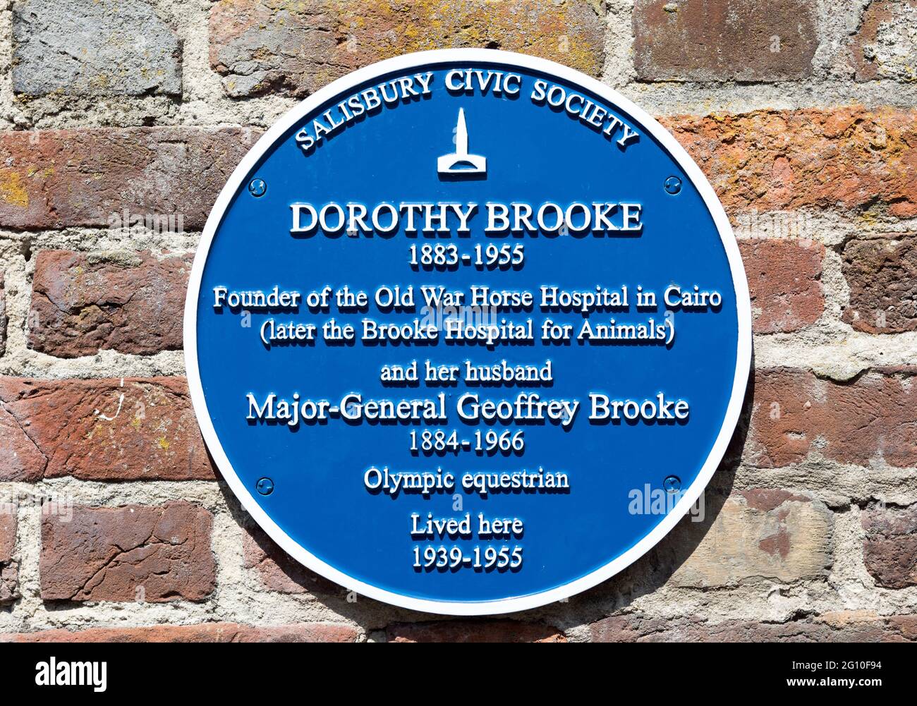 Blue Plaque For Dorothy Brooke Salisbury UK Stock Photo - Alamy