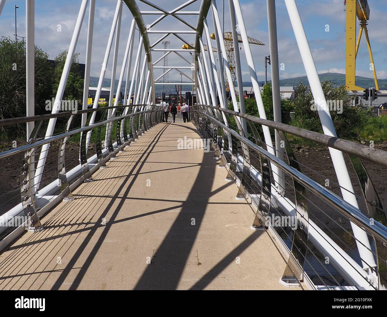 Swan Thompson bridge in Victoria Park Belfast Stock Photo - Alamy