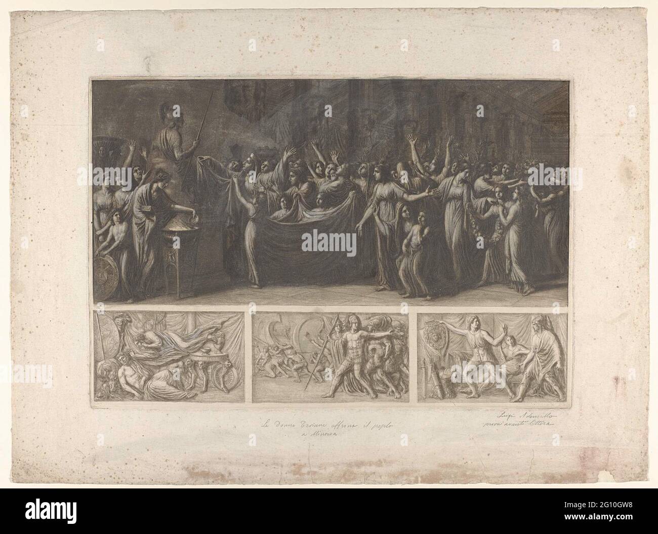 Four scenes from the Trojan War. Above a large representation of the ...
