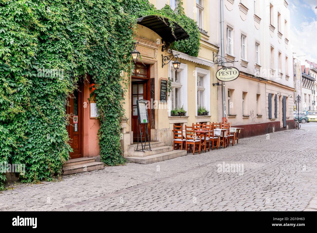 Old tenements in jewish district Kazimierz. Popular place in Krakow ...