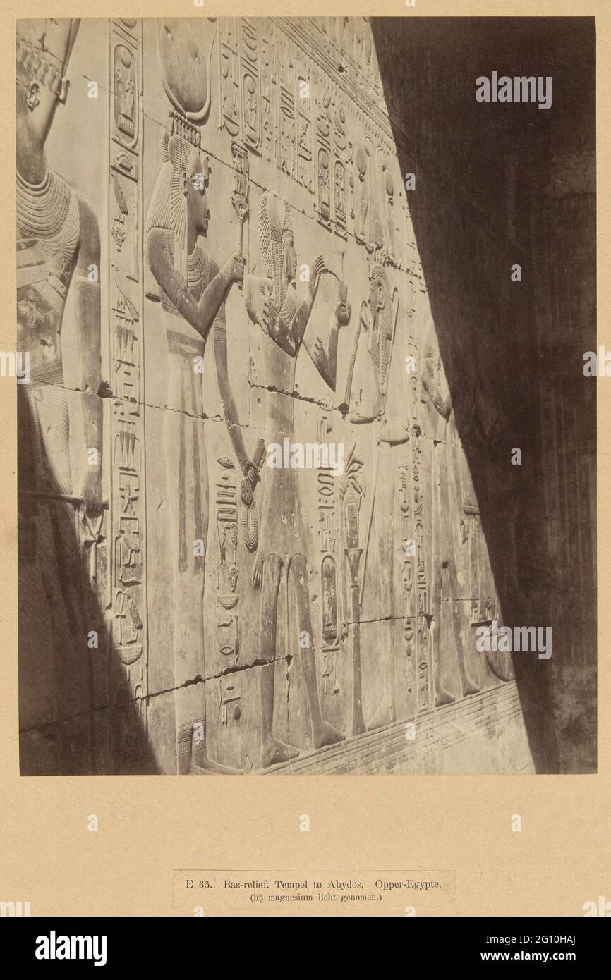 Bas Reliof in a temple in Abydos; E 65. Bas-relief. Temple in Abydos ...