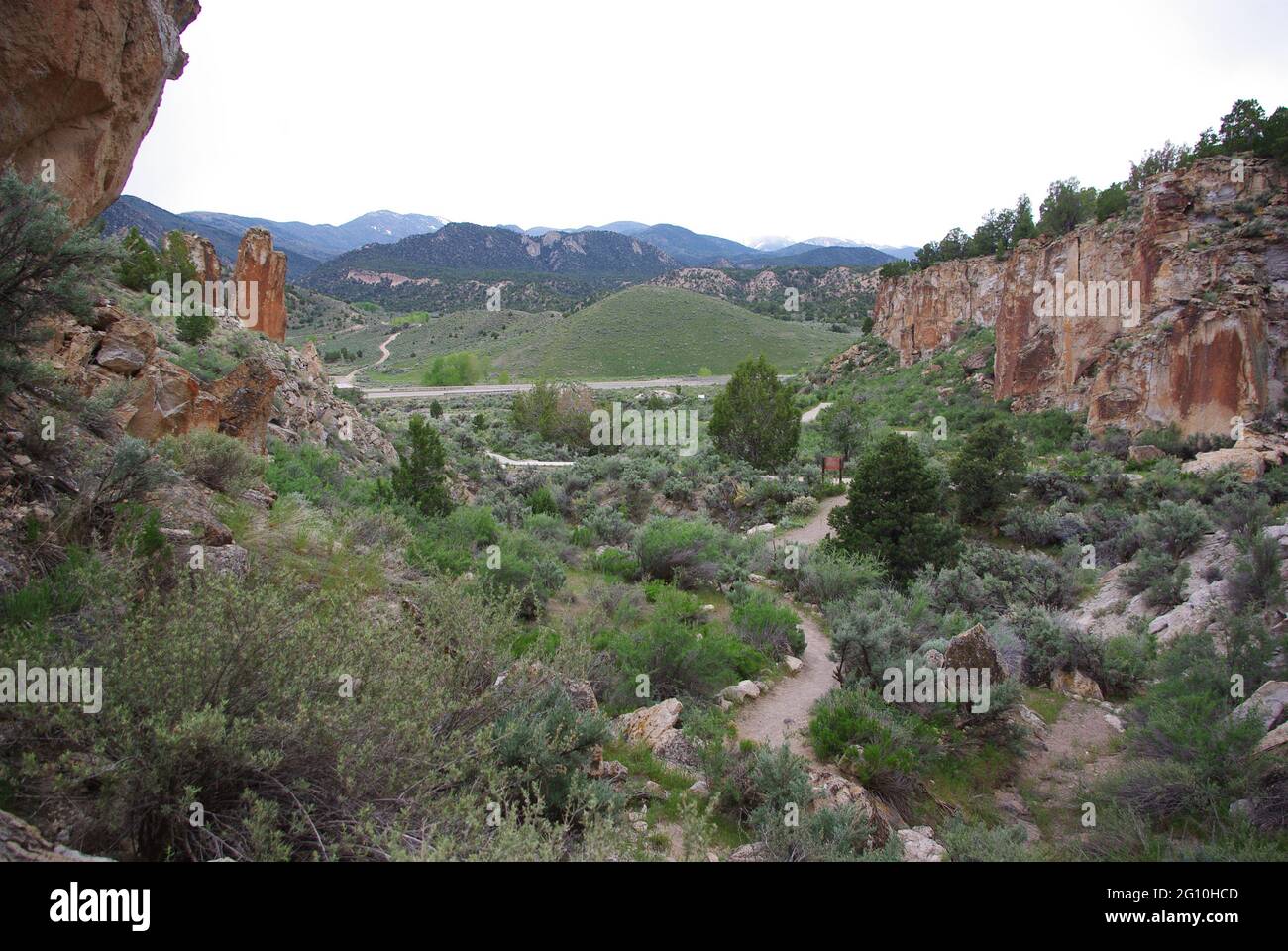 View of the archaeological site of Native American petroglyphs, Parowan ...