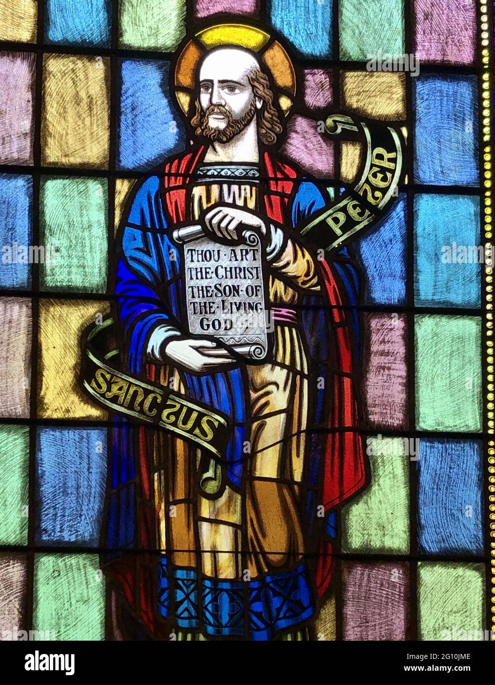 BILOXI, UNITED STATES - Jun 02, 2021: Stained Glass window of Saint ... BILOXI, UNITED STATES - Jun 02, 2021: Stained Glass window of Saint ...