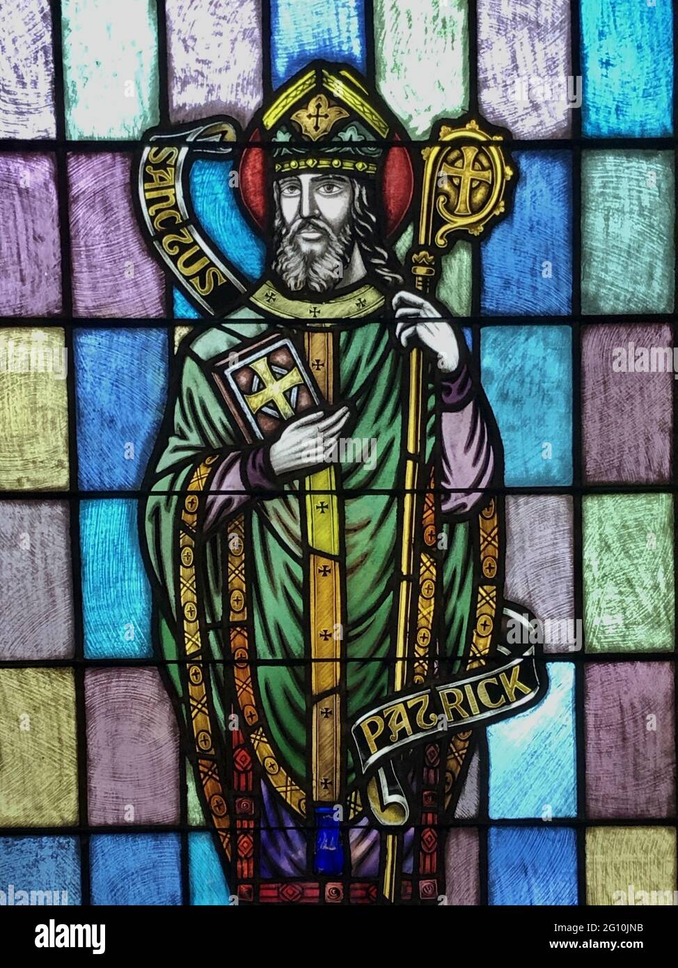 BILOXI, UNITED STATES - Jun 03, 2021: Stained glass window of Saint ... BILOXI, UNITED STATES - Jun 03, 2021: Stained glass window of Saint ...