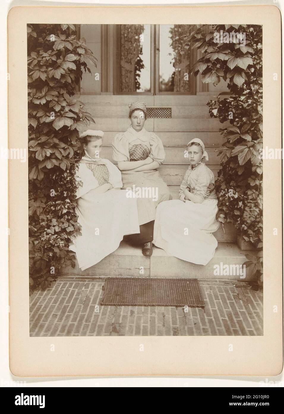 Three Servant Girls Sitting on the Steps at the Country Residence ...