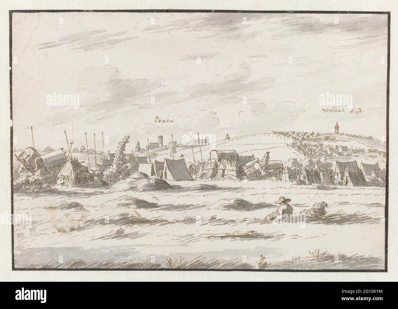 Camping of the army of Willem III at Leuven, 1675. Camping of the army ...