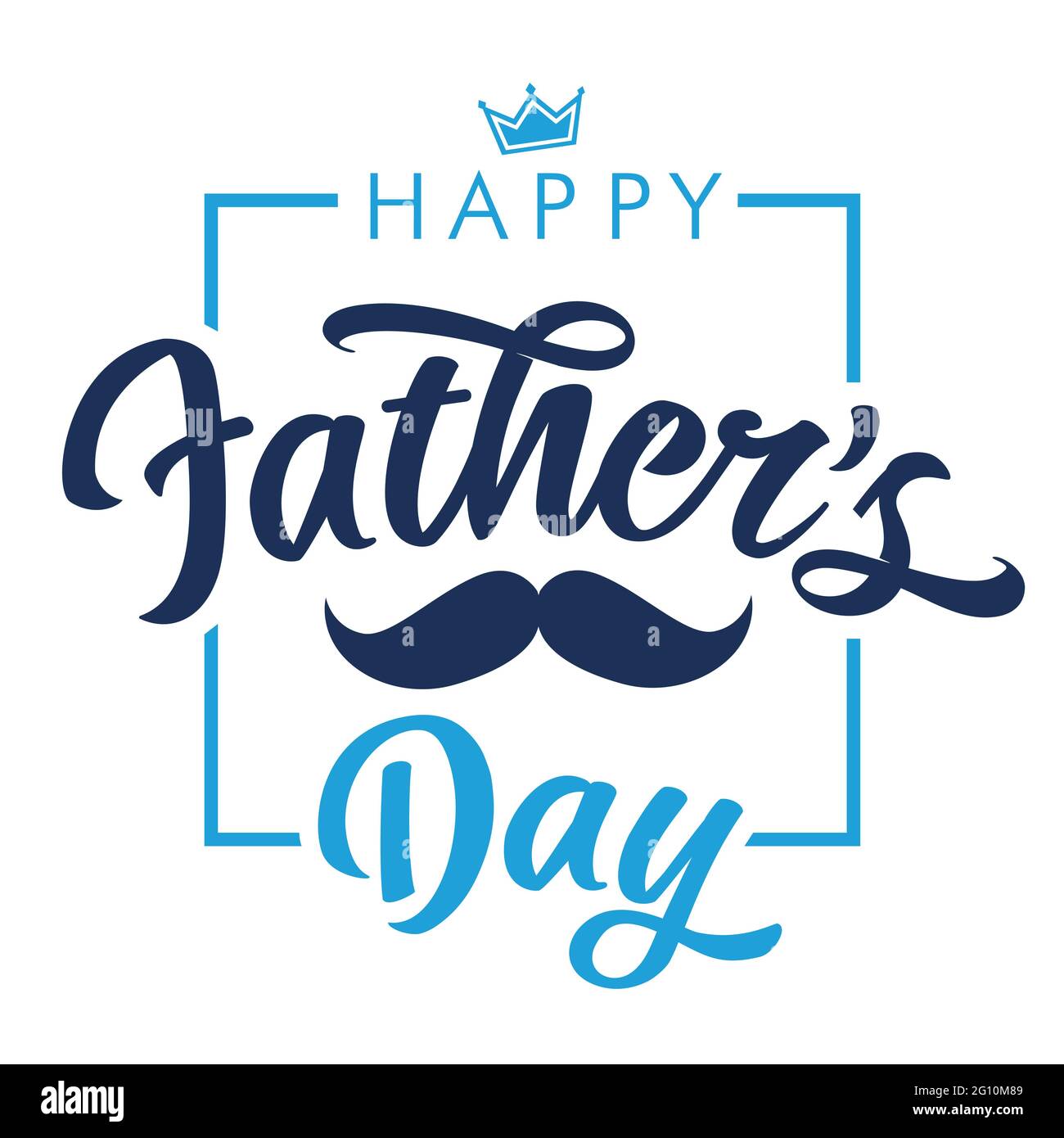 Happy Fathers Day calligraphy lettering quote banner with mustache and ...