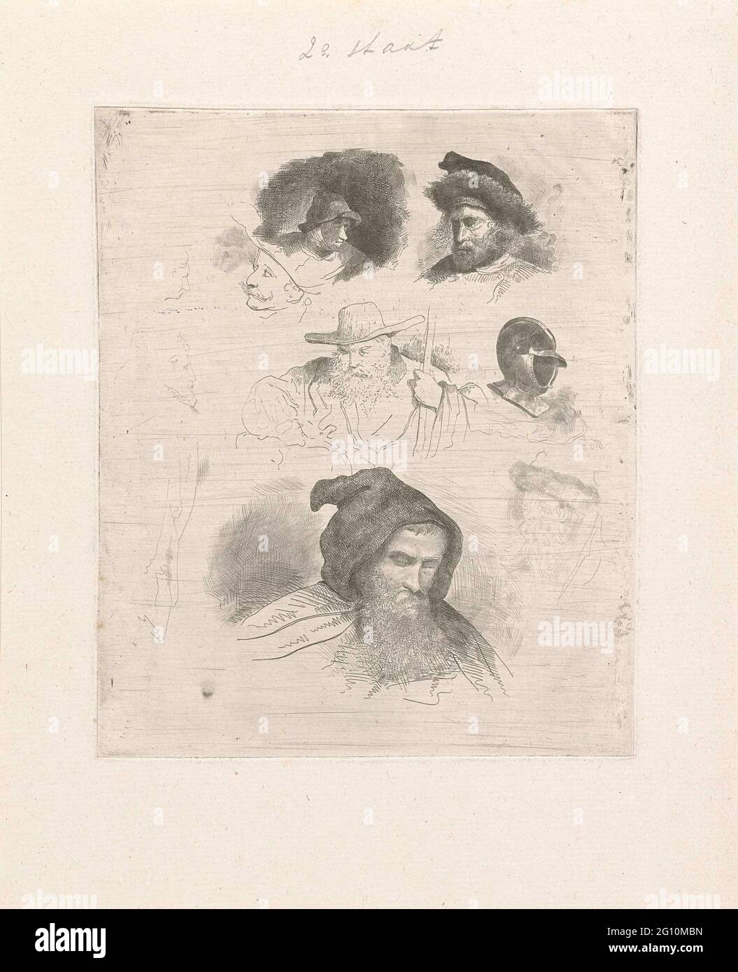 Portrait study of different heads. Study magazine with nine different ...