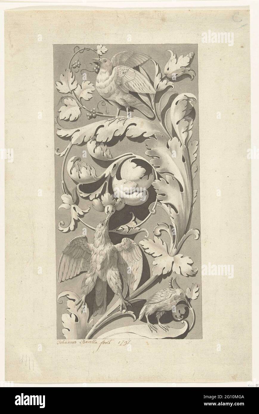 Ornament of leaf raft and birds Stock Photo - Alamy