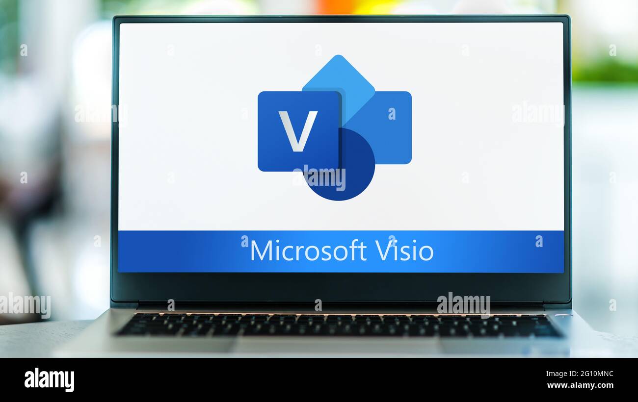 POZNAN, POL - MAY 1, 2021: Laptop computer displaying logo of Microsoft ...