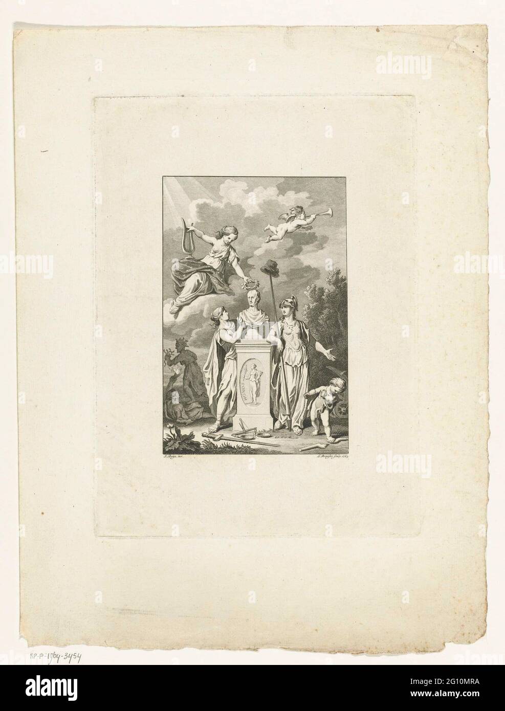 Bust of poet raised by three muses Stock Photo - Alamy