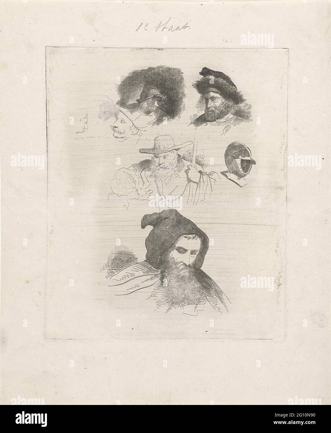 Portrait study of different heads. Study magazine with seven different ...