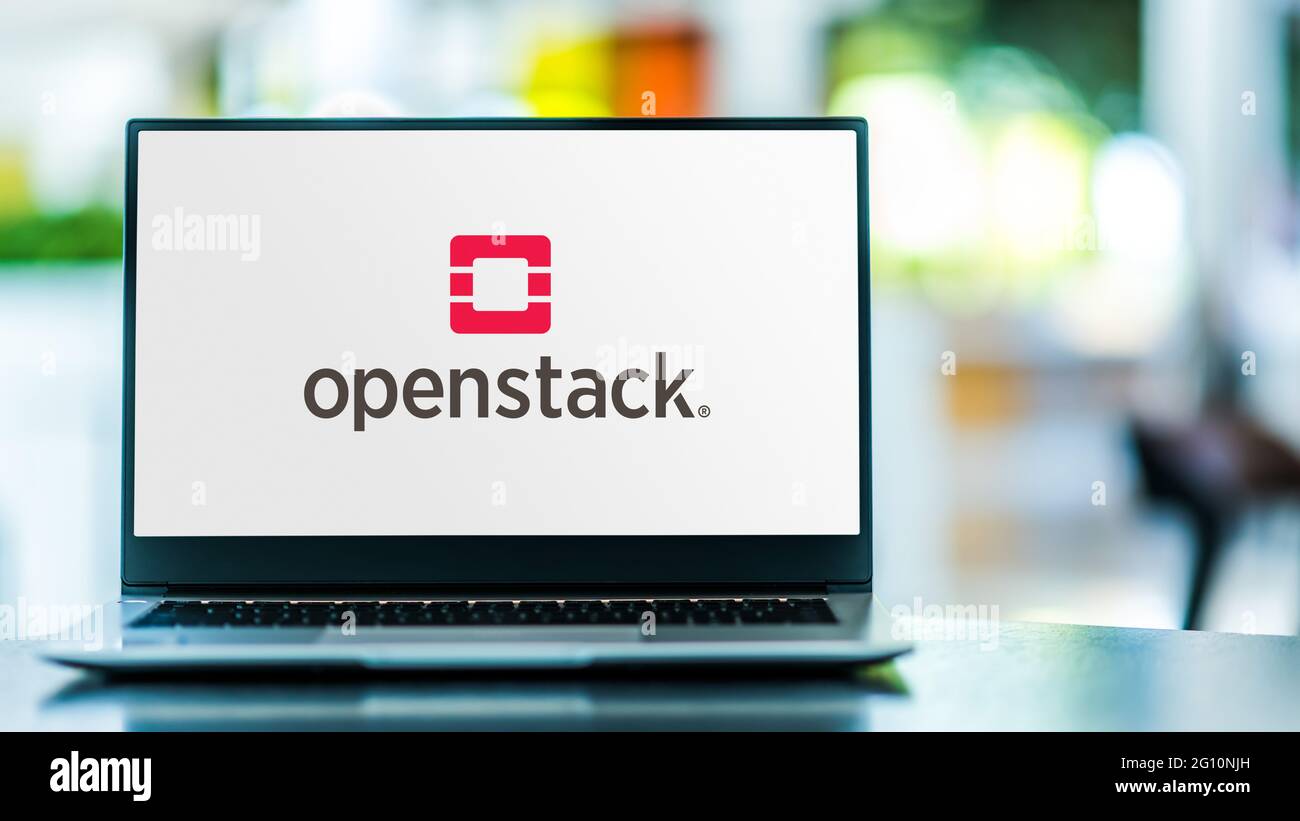 POZNAN, POL - MAY 1, 2021: Laptop computer displaying logo of OpenStack ...