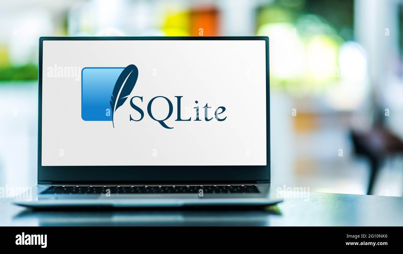 POZNAN POL MAY 1 2021 Laptop Computer Displaying Logo Of SQLite A 