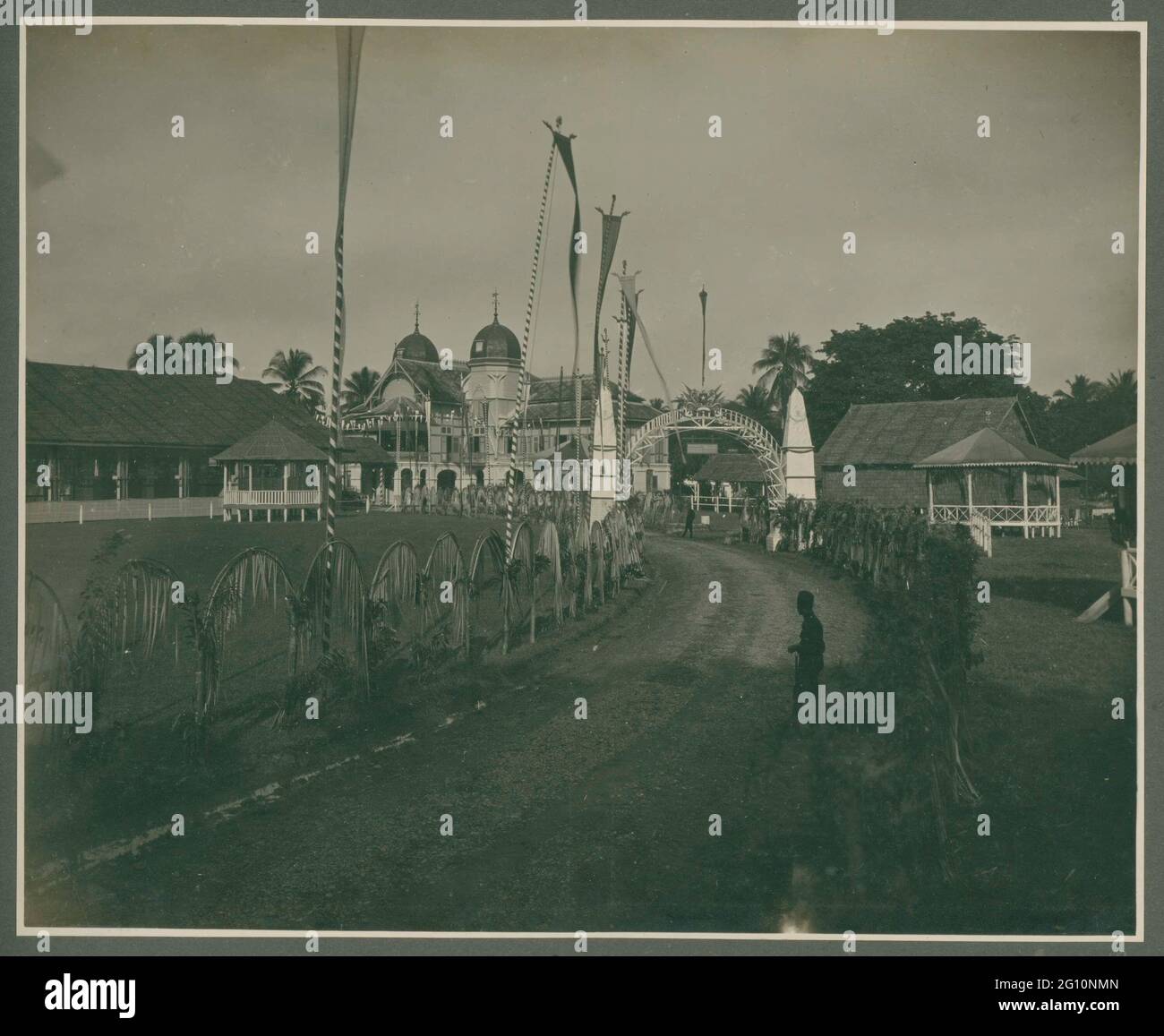 Access road with decorations to the palace of the Sultan of Langkat ...