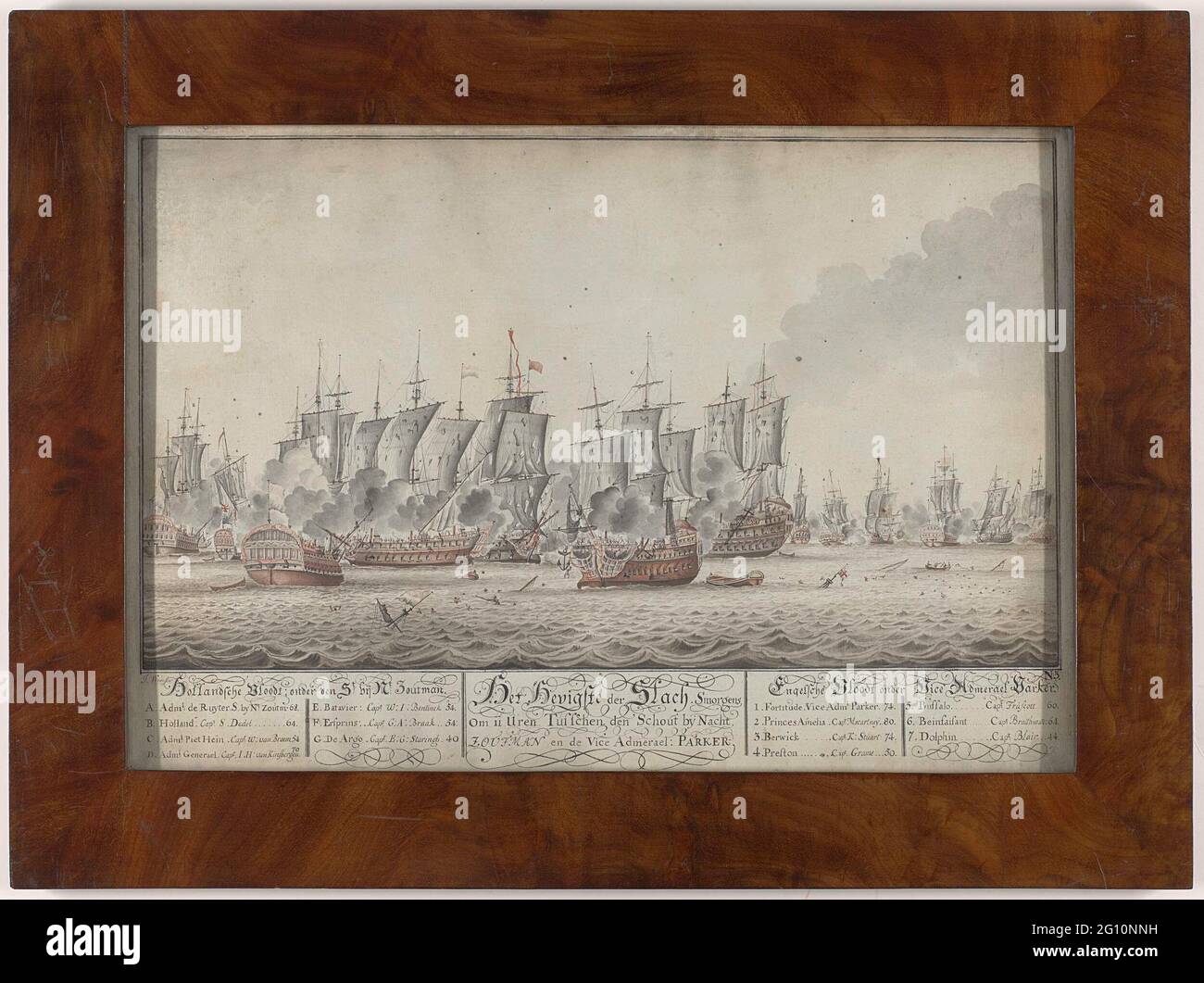 The Action Off Dogger Bank (5 August 1781). Drawing with a calligraphy ...