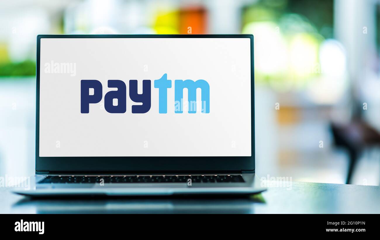 POZNAN, POL - MAY 1, 2021: Laptop computer displaying logo of Paytm, an ...