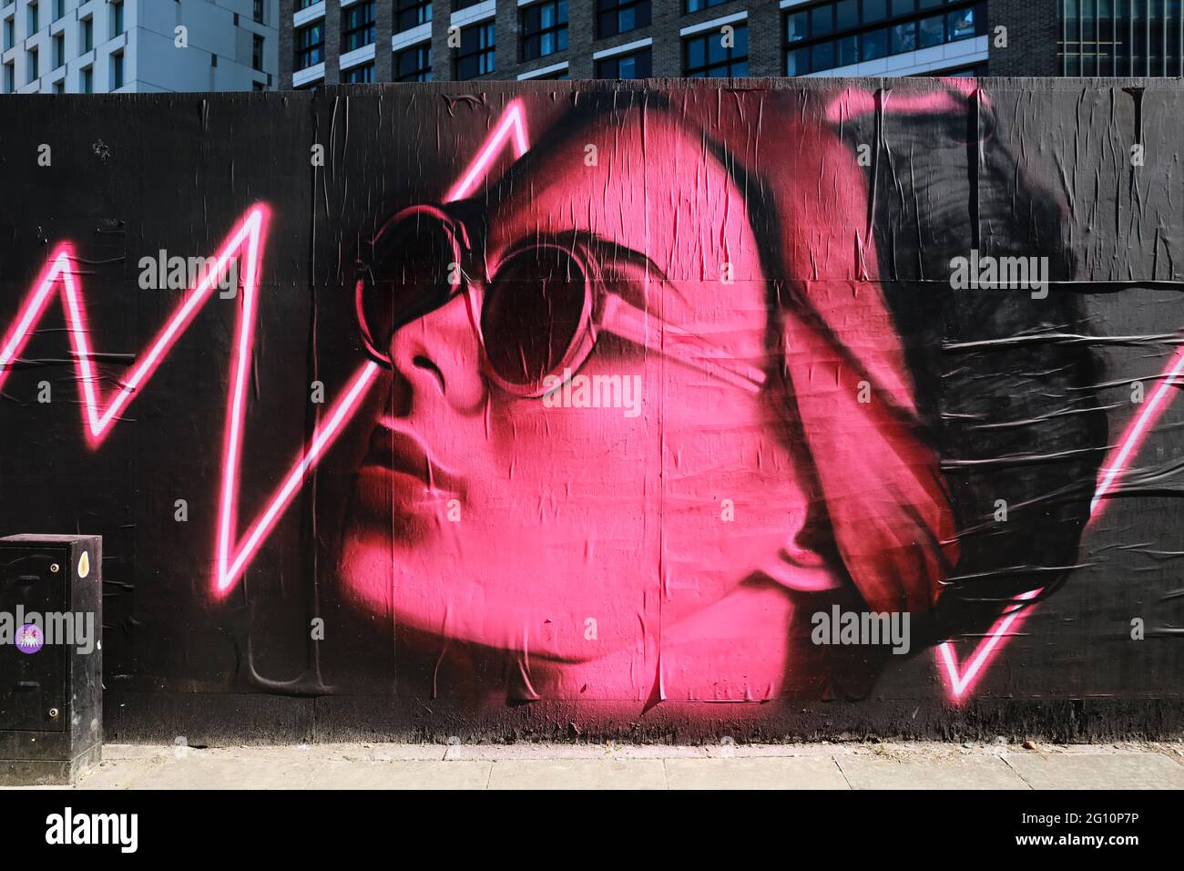 London, UK. 01 June 2021. Street Art London in Aldgate. Neon style ...