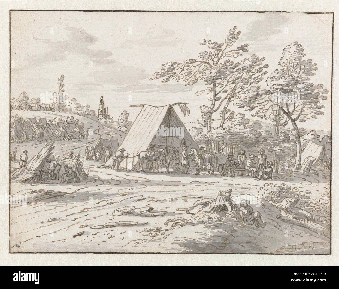 Camp element of the army of Willem III at Halle, 1675. Lake Willem III ...