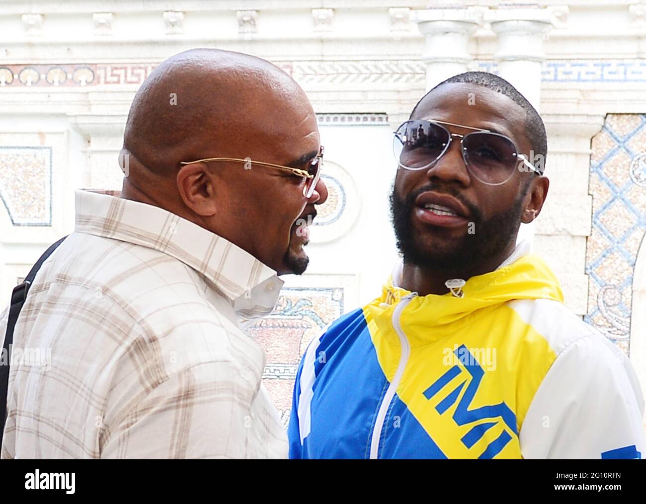 Mayweather’s manager, Leonard Ellerbe and Floyd Mayweather takes part ...