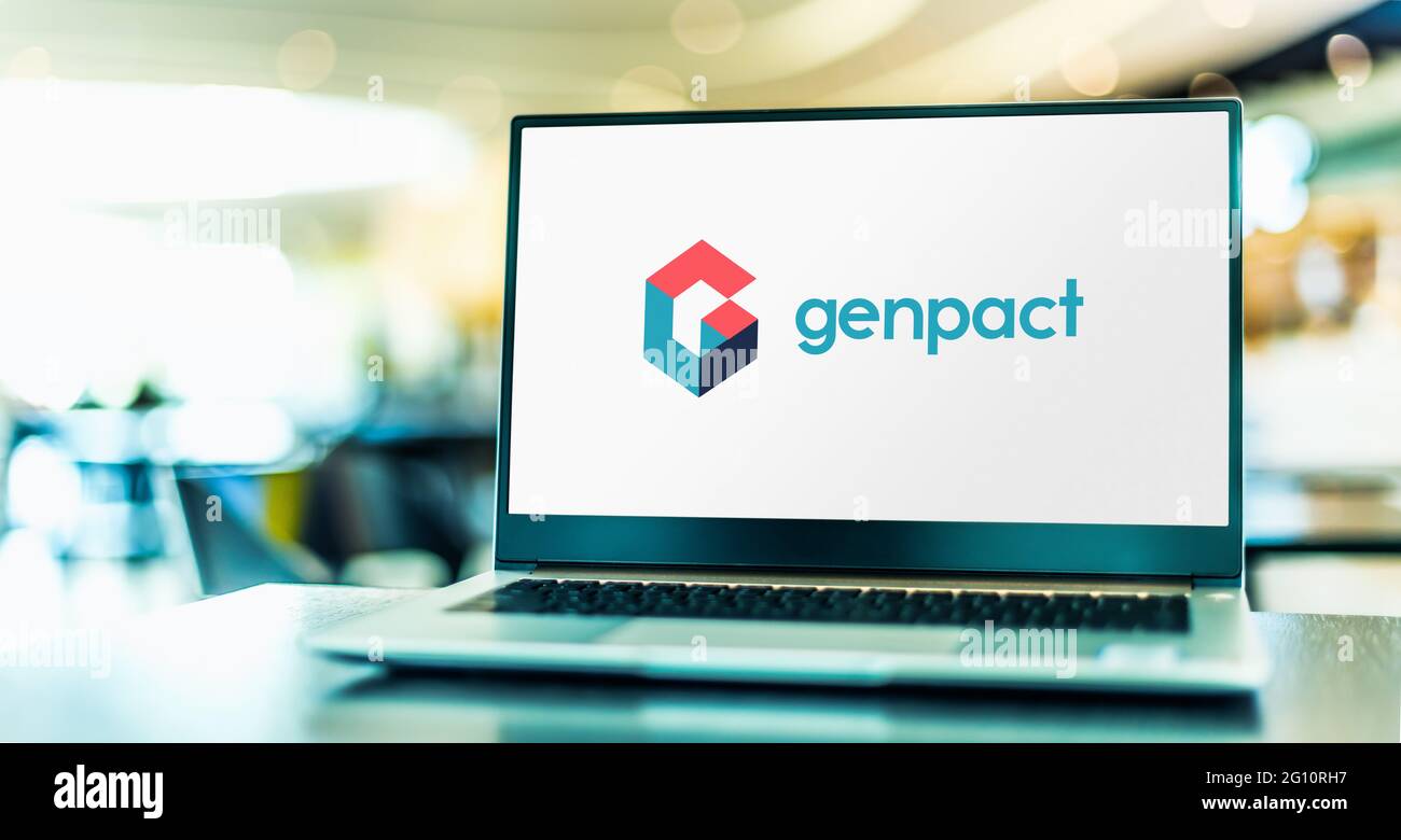 POZNAN, POL - MAY 1, 2021: Laptop computer displaying logo of Genpact ...