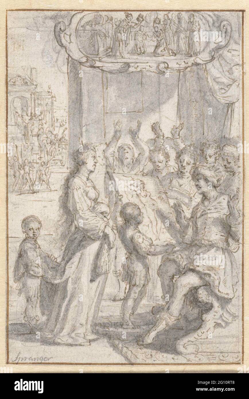 Campaspe standing with her portrait for Alexander the Great. Possible ...