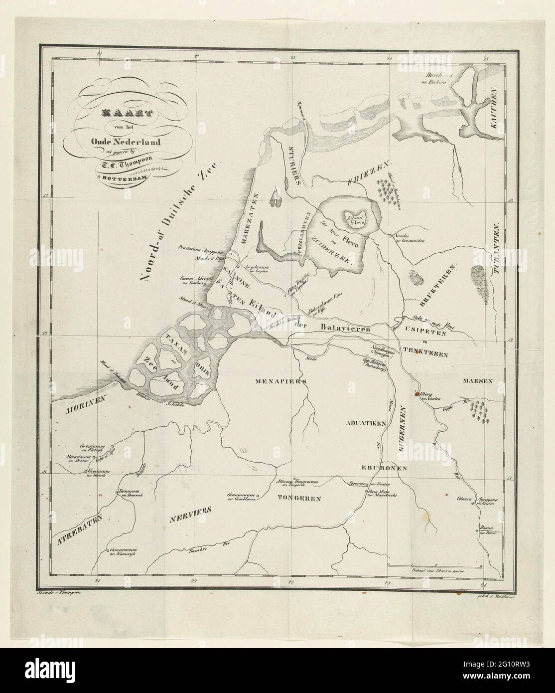 Map of the Netherlands at the time of the Batavians; Map of the old ...