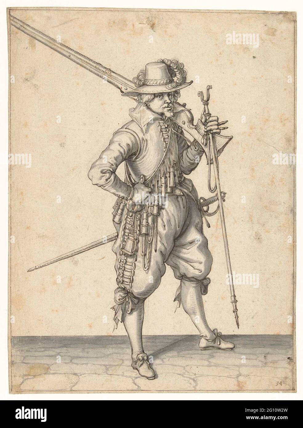 Soldier wearing his musket on his shoulder; Arms hand of musquets ...