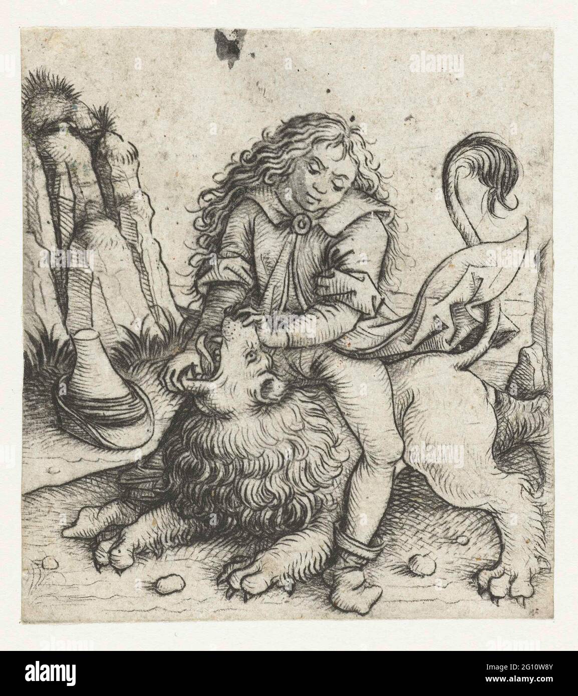 Simson overcomes the lion; History of Simson. Simson as a young man ...